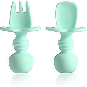 Mia Li Toddler Utensils Set - First Training Self Feed Silicone Baby Utensils - Bpa Free Anti-Choke Baby Spoon and Toddler Fork Utensils Set -100% Food Grade Toddler Spoons and Forks