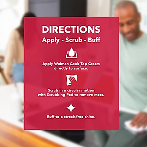 Weiman Cook Top Scrubbing Pads, 3 Count, 2 Pack Cuts Through the Toughest Stains - Scrubbing Pads Carefully Wipe Away Residue