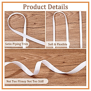 BENECREAT 13.5 Yard Satin Bias Tape 3/8 Inch Double Fold Satin Binding Bias Ribbon for Cheongsam Decoration, Clothing Seaming Piping, White