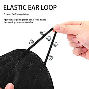 60PCS KN95 Face Mask 5 Layer Cup Dust Safety Masks Protective Face Shield with Adjustable Nose Clip Earloop for Adult Black