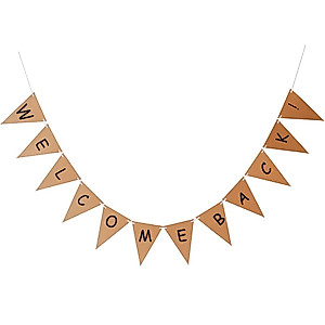 Pack 3 DIY Kraft Card Banner Make Your Own Bunting 36 Pieces 6.8 x 5.1 inch Triangle Flags Christmas Classroom Decorations Birthday Party Blank Banners with Hanging Ropes for DIY Painting Writing