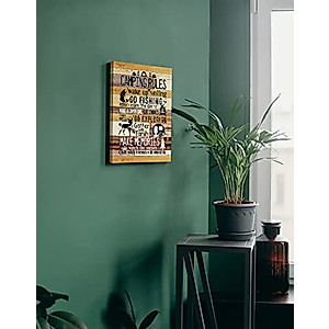 Camping Rules Make Memories Wood Grain Pattern Wall Art Prints Artwork Decor for Camper Themed Canvas Wall Art Prints,RV Outdoor Living Room Home Decorations,11"x14"