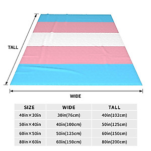 Transgender Pride Flag LGBT Blanket, Soft Lightweight Throw Blanket, All Season Anti-Pilling Cozy Flannel Blanket for Bed Couch Bedroom Sofa, 60 in x 80 in