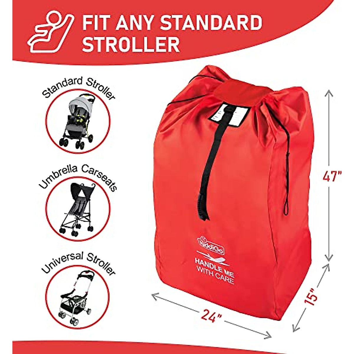 Travel Stroller Bag For Airplane Gate Check Bag For Stroller - Standard or Double Stroller Travel Bag For Airplane | Water- Resistant, Sturdy, Designed