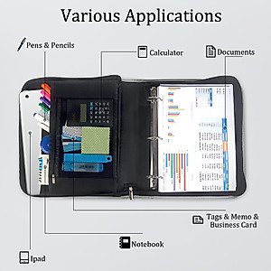 Jacng Accordion File Organizer Business Organizer Binder Accordion with Zipper Multi Pocket Folder for Office Supplies