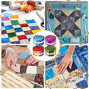 SmoothNovelty 160 Pcs 4 Roll Fabric Strips Assorted Quilting Fabric for Quilting Crafting and Sewing Rolled Cotton for Crafts Blanket Rug Upholstery and Purse Making (Solid)