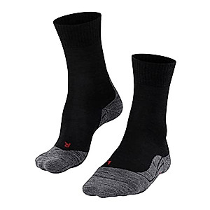 FALKE Women's TK5 Wander Hiking Socks, Crew Length, Light Padding, Athletic Sock, Breathable Quick Dry, Merino Wool, Black (Black-Mix 3010), 8-9, 1 Pair