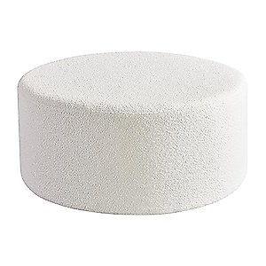 Get Set Style Round Coffee Table, Boucle Upholstered End Table, Work as Side Table & Ottoman & Seat for Living Room Bedroom Entryway Office