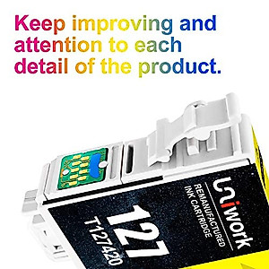 Uniwork High Yield Remanufactured 127 Ink Cartridge Replacement for Epson 127 T127 Ink for Workforce 545 845 645 WF-3540 WF-3520 WF-7010 WF-7510 WF-7520 NX530 NX625 Printer, 10 Pack