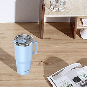 AUSOR 30 oz Tumbler with Lid and Straw,Water Bottle with Handle,Insulated Stainless Steel Tumbler for Hot & Cold, Coffee Travel Mug Cups Reusable Blue