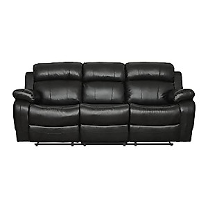 Lexicon Odeum Manual Double Reclining Sofa, Black