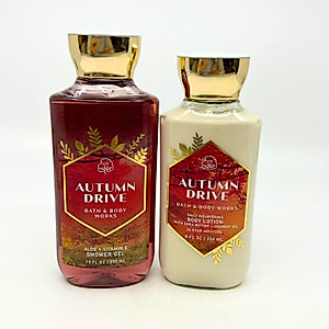 Bath & Body Works - Autumn Drive - 2 pc bundle - Aloe + Vitamin E Shower Gel 10 fl oz, and Daily Nourishing Body Lotion 8 fl oz - 2022 FALL Scents
