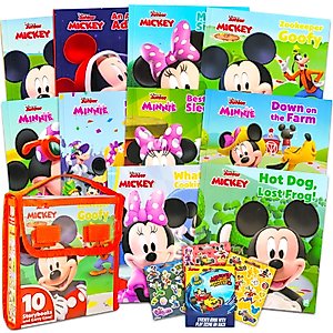 Disney Story Books Collection Bundle ~ 10 Pack Mickey Mouse and Minnie Book Set for Toddlers 1-3 with Stickers (Mini Story Books)