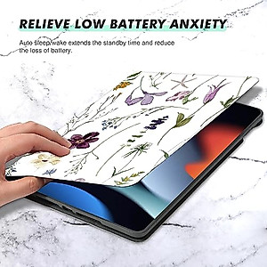 Azmyeuo Cover for iPad 9th/8th/7th Generation, Case for 10.2 Inch iPad 9th/8th/7th Generation 2021/2020/2019 - Premium Folio Stand Case - Auto Wake/Sleep and Multiple Viewing, Tinte Flower