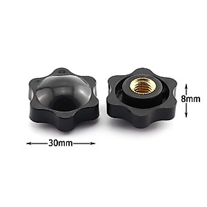 ZRM&E 6PCS 31# M8 Knurled Grip Knob Head with Copper Threaded Insert Plastic Hexagon Shape Thumb Knob