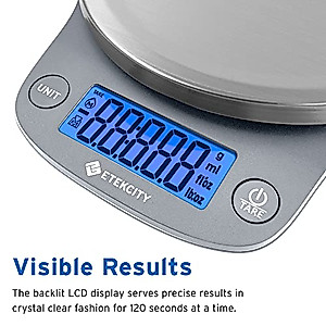 Etekcity 0.1g Food Kitchen Scale, Digital Ounces and Grams for Cooking, Baking, Meal Prep, Dieting, and Weight Loss 11lb/5kg 304 Stainless Steel
