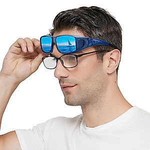 IGnaef Fit Over Glasses Sunglasses for Men Women Polarized Wrap Around Sunglasses to Wear Over Glasses with UV Protection