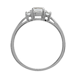 Silvershake Petite Genuine White Topaz 925 Sterling Silver Promise Ring Size 7
