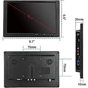 Security Monitors 10" LED Monitors HDMI/BNC/AV/VGA/USB Input 1920x1200 IPS Resolution Touch Buttons Video and Audio Displays CCTV Screen