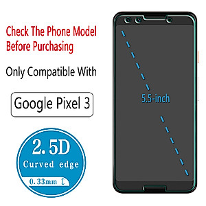 HPTech (2 Pack) Designed for Google (Pixel 3) Tempered Glass Screen Protector, Anti Scratch, Bubble Free
