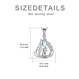 WINNICACA Fox Necklace for Women Sterling Silver Fox Pendant Jewelry with Moonstone Fox Gifts for Women Birthday Christmas Gifts for Women
