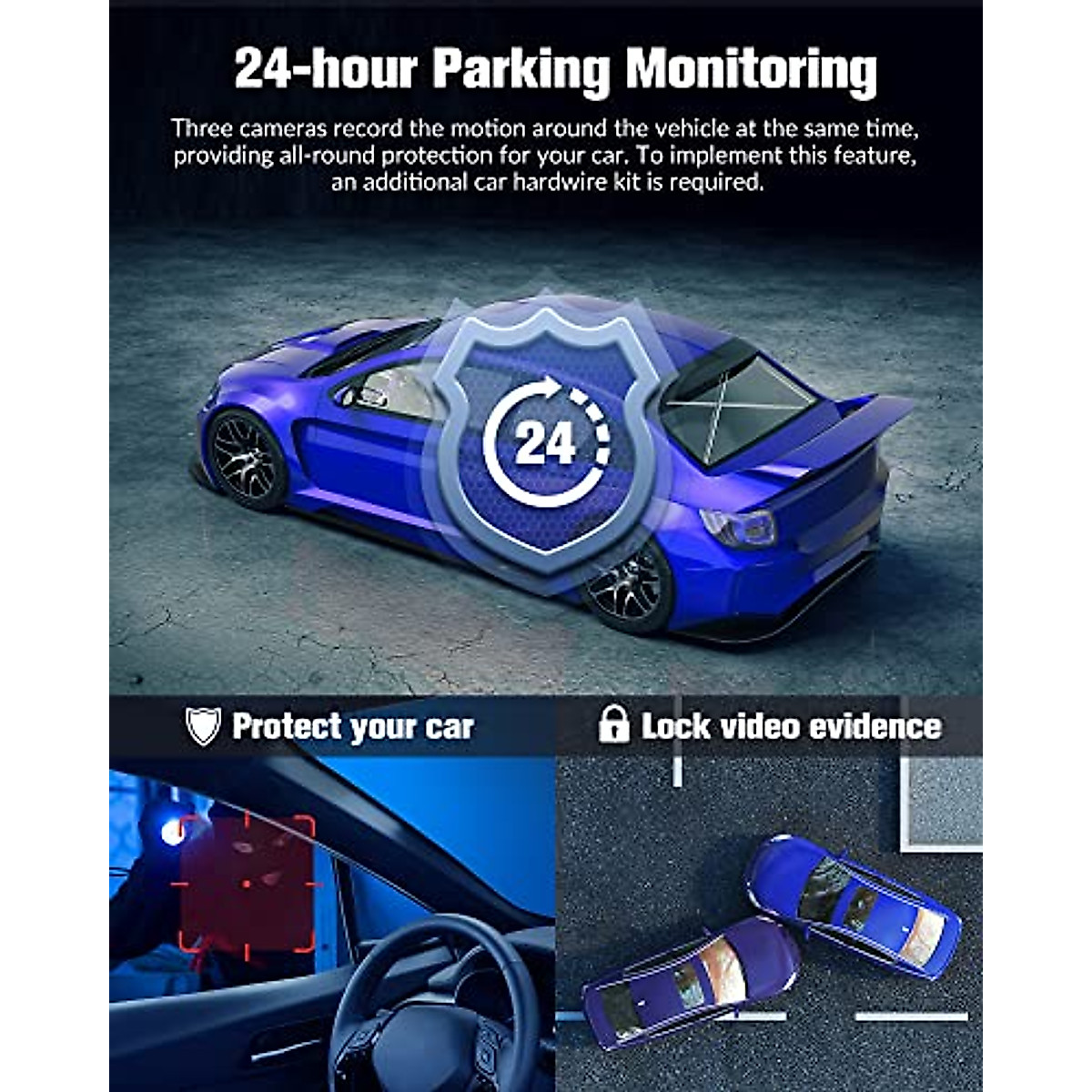 Dash Camera for Cars,4K Car Camera Full HD Dash Cam Front Rear with Free 32GB SD Card,Built-in Super Night Vision,2.0'' IPS Screen,WDR, 24H Parking Mode, Loop Recording