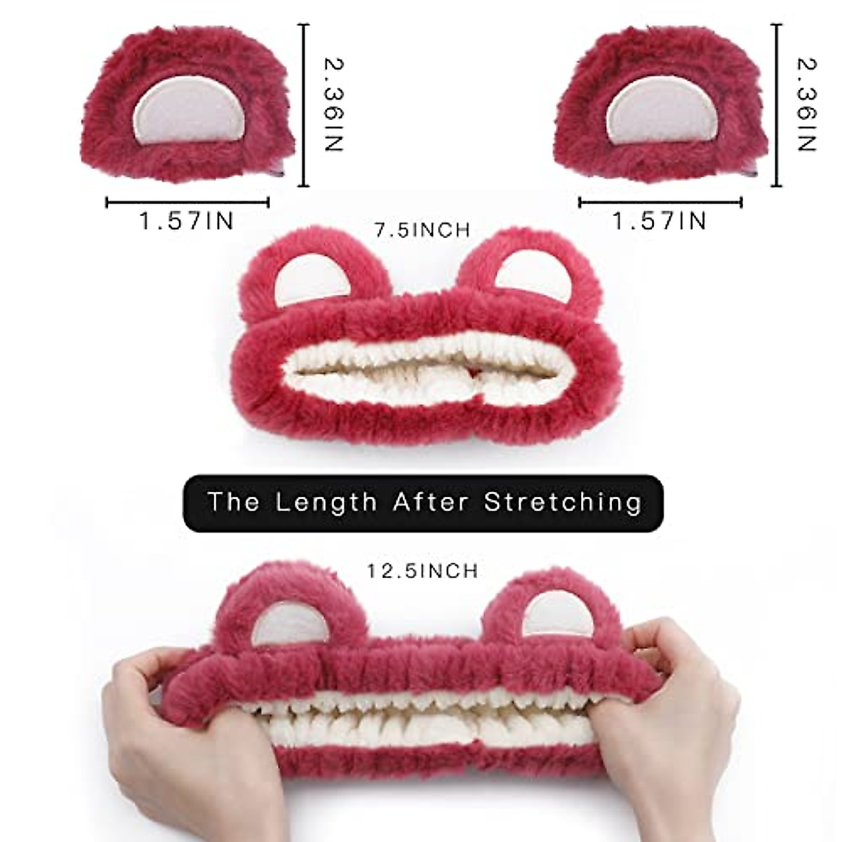 Hofar Face Wash Headband Hairband with Bear Ears and Hair Clips Coral Fleece Cartoon Cute Creative Hair Accessories