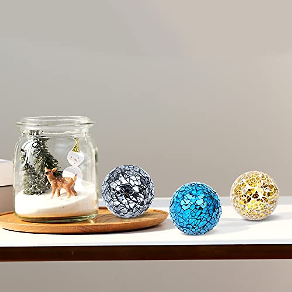 8 Pieces Mosaic Glass Orbs Balls Mosaic Sphere Glass Globe Decorative Orbs Centerpiece Balls Decorative Glass Balls for Bowls Vases Dining Table Centerpiece Decor