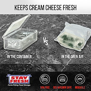 Stay Fresh Cream Cheese Container For Fridge Clear Plastic for Cream Cheese, Dishwasher Safe, BPA Free — Cheese Dish for your Pantry, Counter, Refrigerator