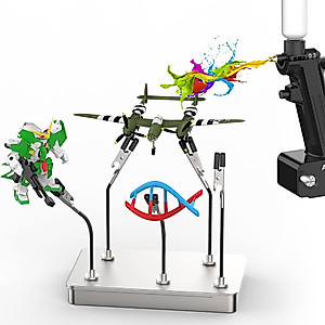 Actekart Metal Model Painting Stand Base and 12PCS Magnetic Bendable Alligator Clip Sticks Set for Gundam Model Parts Coloring, for Airbrush Spray