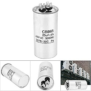 LANTRO JS CBB65 Capacitor, 25uf 450V Aluminum Shell Anti-Explosion Capacitor, Round Capacitor for Air Conditioning Motor
