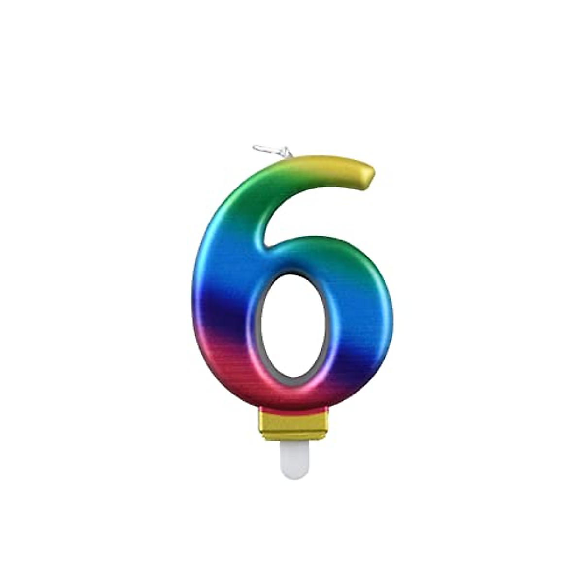 Birthday Candles Numeral 6 Gradient Rainbow Colors Big Number Candles Wax Cake Topper Decoration for Any Celebration