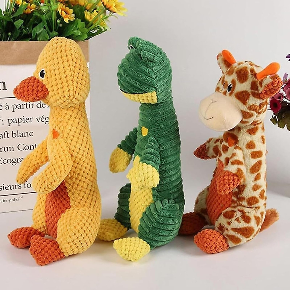 Wowpetsmart Dog Chew Toys, Durachew Dog Toy,Petsboro Robust Bear, Petsboro Bitebuddy Dog Toy, Indestructible Dog Toy for Heavy Chewers, Interactive Dog Toys with Squeake (Giraffe)