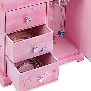 Jewelkeeper Musical Box with 3 Pullout Drawers, Fairy and Flowers Design, Dance of the Sugar Plum Fairy Tune