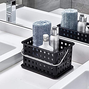 iDesign Spa Plastic Storage Shower Basket with Handle for Bathroom, Health, Cosmetics, Hair Supplies and Beauty Products - 5.3" x 8.8" x 6.9" - Black