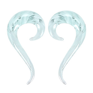 Longbeauty 2pcs Glass Ear Tapers Plugs Handmade Hanger Ear Gauges Spiral Snail Ear Stretchers Piercing Jewelry 8g
