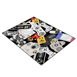 Lacut Game Rug Teen Boys Carpet with Game Controller Decoration, 3D Gaming Rugs for Boy’s Bedroom Living Room Playroom, Non-Slip Gamer Carpet Children Gaming Area Rugs (63"x47")