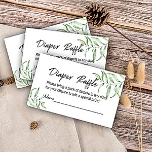 50 Greenery Diaper Raffle Tickets for Girl or Boy Baby Shower Invitations, Baby Shower Games, 3.5" x 2" with Name Line