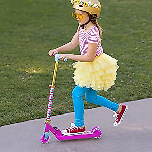 Jetson Disney Princess Kick Scooter, Foldable with Light Up Wheels, Adjustable Handlebar Height, Pink