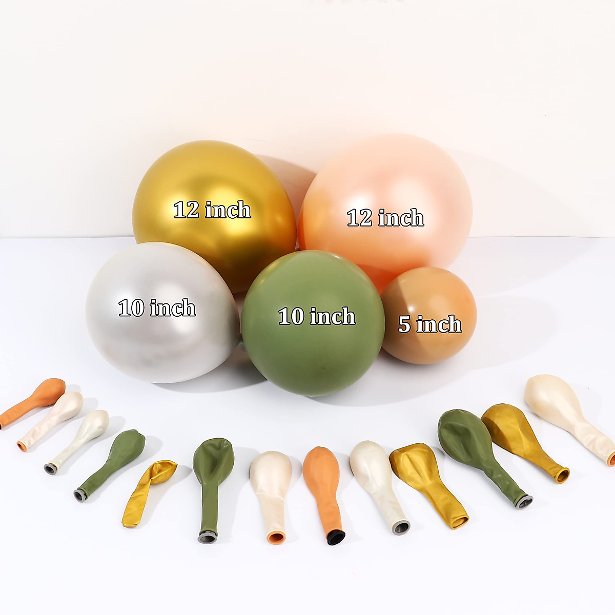 148pcs Neutral Nude Balloon Garland Arch Kit Pearl White Nude Tan Balloons Double Stuffed Green Balloon Garland for Bride Wedding Shower Woodland Jungle Theme Birthday Boho Party Decorations