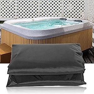 Klzzuk Waterproof Square Hot Tub Cover, UV-Resistant SPA Cover with Elastic Rope, Garden Hot Spring Bath Swimming Pool Furniture Dust Cover, 210D Oxford Cloth (220 * 220 * 90cm,Brown)