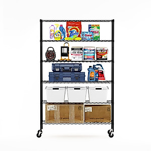 Furinno Wayar 6-Tier Metal Storage Shelf Rack, 48 x 18 x 78, Black