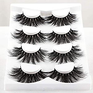 wiwoseo 25MM False Eyelashes Faux Mink Lashes Dramatic Long Fluffy Cross Thick Volume Fake Eye Lashes 4 Pairs Pack