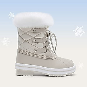 DREAM PAIRS Boys Girls Winter Snow Boots for Little Big Kids Off-White Size 3 Little Kid SDSB2225K