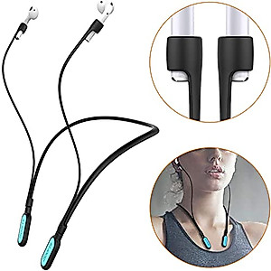 2pcs Silicone Neckband Compatible with Airpods Pro Strap, ROMSEA Anti-Lost Neck Straps Cable Cord Holder Compatible for Apple Airpods pro 2, 3, Pro, 2 & 1 Sports Wire Tether Connector
