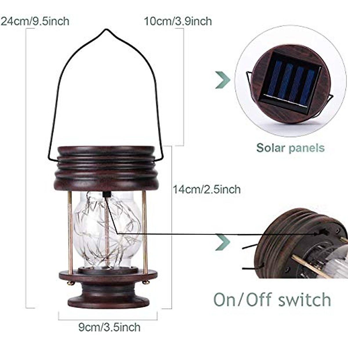 2 Pack Solar Lanterns Outdoor Waterproof Hanging Lights Decorative Solar Lantern Table Lamp Landscape Light Yard Garden Patio Warm White with Fairy LED Lights for Indoor Tabletop Desk