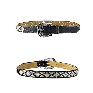 URAMAN Mens Western Belt Cowboy Country Concho Leather Belt for Jeans Pants Rodeo