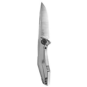 Zero Tolerance Sinkevich KVT Pocketknife; 3.4 Inch CPM 20CV Stainless Steel Blade, Bead Blasted and Machine Satin Finish, KVT Ball-Bearing System, Bead-Blasted Titanium Handle, Made in USA (0470)