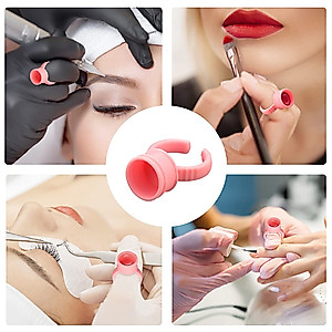 100PCS Disposable Plastic Nail Art Tattoo Glue Rings Holder Eyelash Extension Rings Adhesive Pigment Holders Finger Hand Beauty Tool