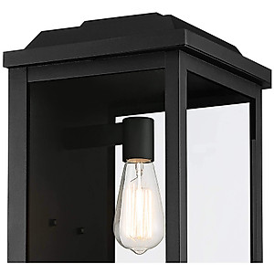 John Timberland Eastcrest Modern Outdoor Wall Light Fixture Textured Black 18 1/2" Clear Glass Panels for Exterior Barn Deck House Porch Yard Patio Outside Garage Front Door Garden Home Roof